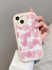 1pc Tpu & Pu Leather Material Heart Flower Printed Phone Case Compatible With Iphone11/12/13/14 ...