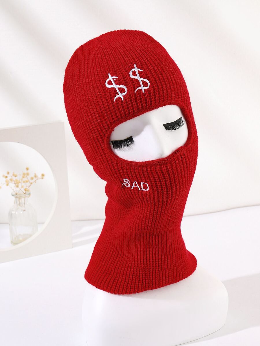Boné de balaclava dólar símbolo & bordado de letras | SHEIN Brasil
