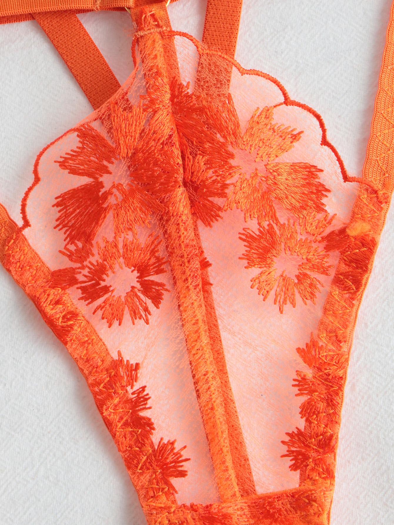 5pack Floral Embroidery Mesh Garter Triangle Lingerie Set | SHEIN USA