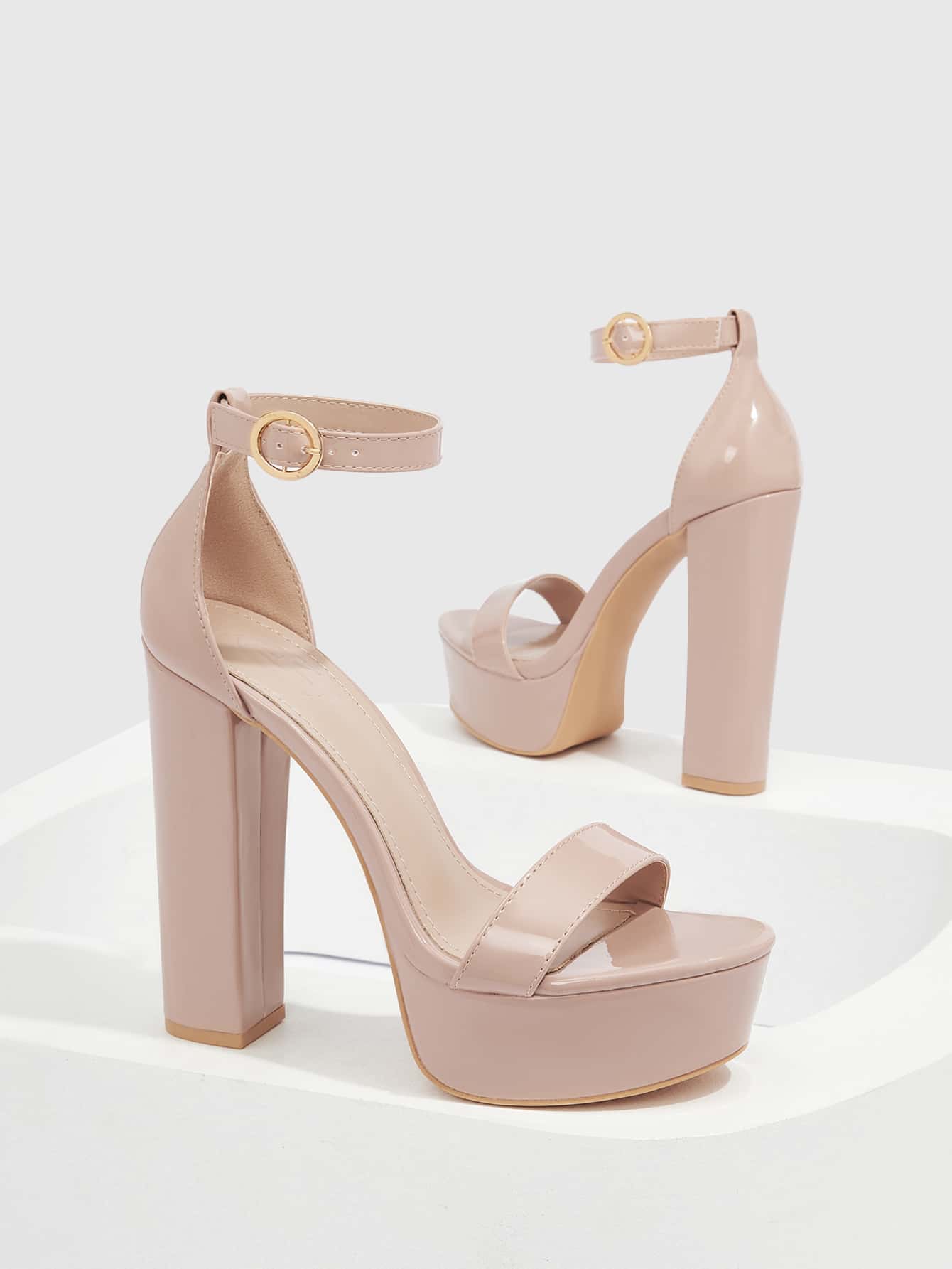 CUCCOO SZL Woman Shoes Fashion Platform Chunky Heeled Ankle Strap Beige ...