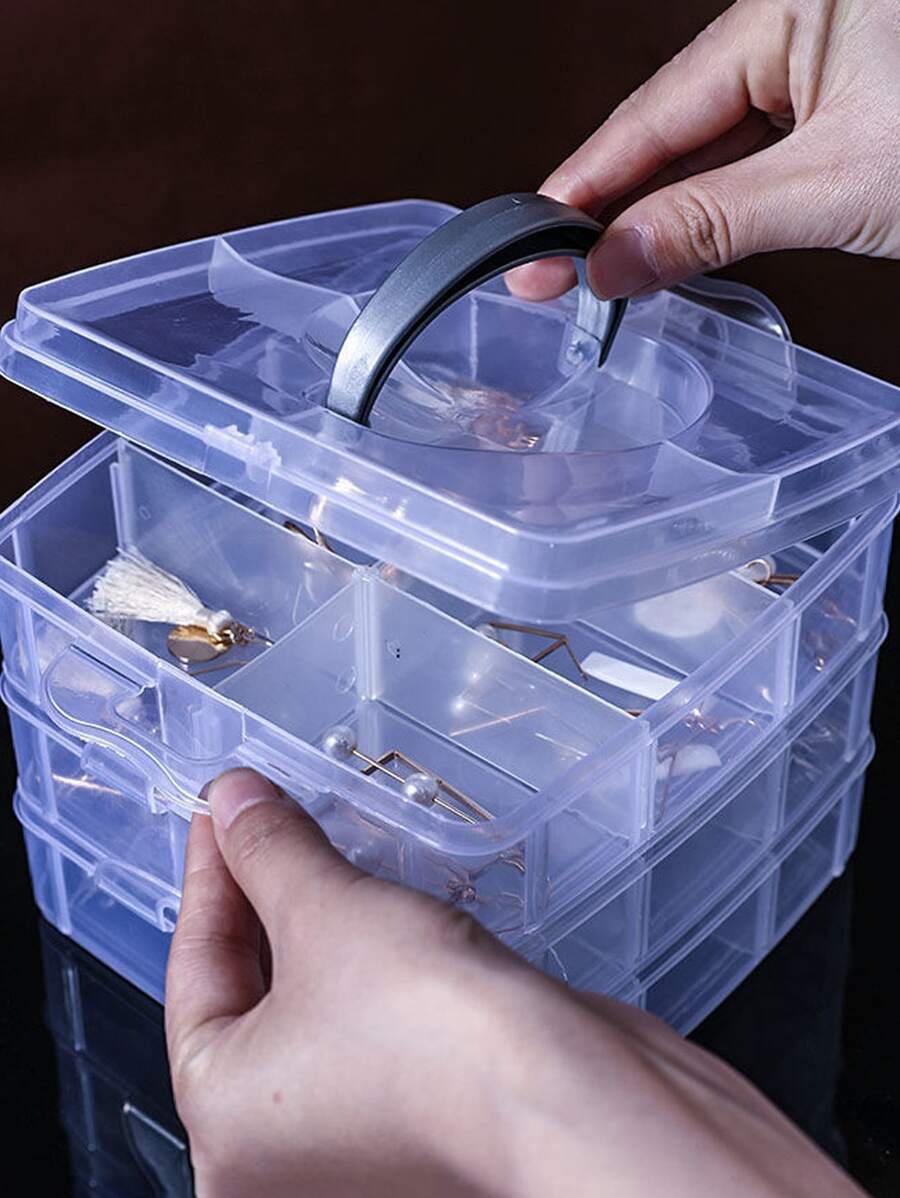 1pc 3 Tiers 18 Grids Transparent Storage Box, Toys, Jewelry ...