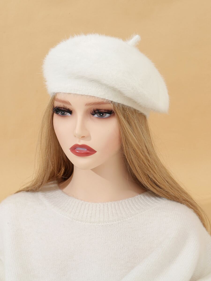 Solid Fluffy Beret Hat Elegant | SHEIN USA Solid Fluffy Beret Hat Elegant | SHEIN USA
