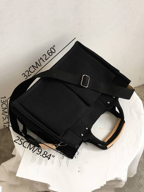 Simple Canvas Tote Bag , Women Crossbody Bag, Multi-Pocket Bag With ...