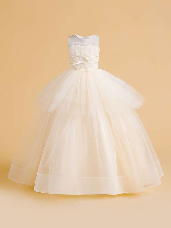 Tween Girls' Formal Dress With Long Layered Tulle Skirt & Satin Fabric ...