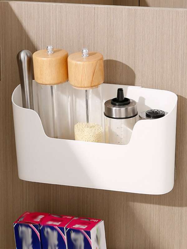 1pc Wall Mounted Storage Box,Minimalist Plain Storage Rack For Home ...