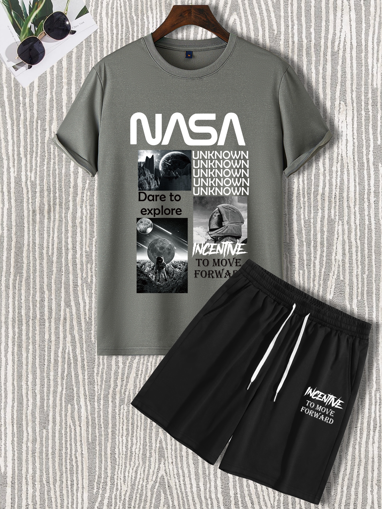 Manfinity Homme Hombres Shorts con camiseta astronauta & con estampado ...