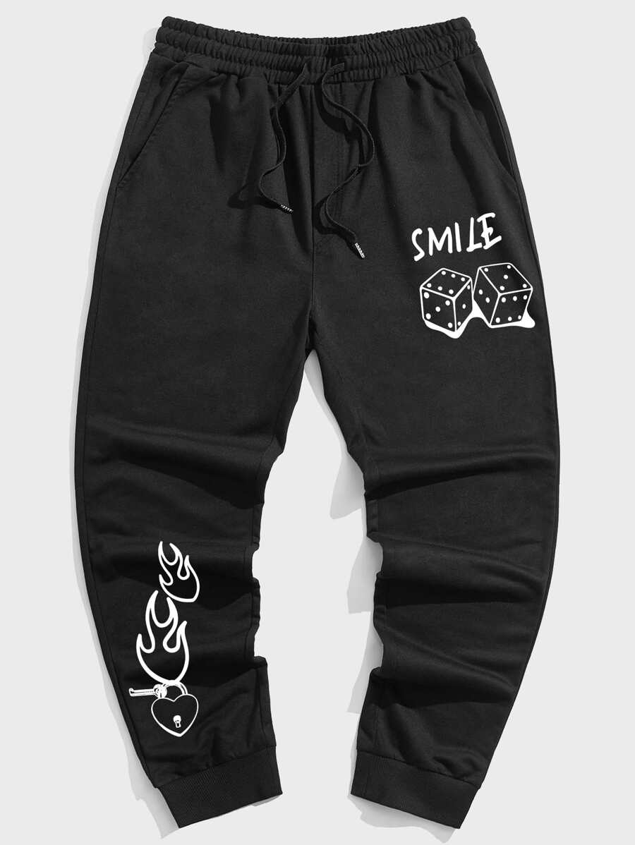 ROMWE MEN Männer Jogginghose mit Buchstaben Grafik, Tunnelzug ...