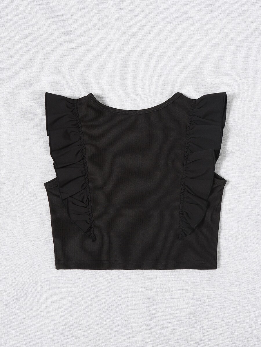 Tween Girl Solid Ruffle Trim Tank Top | SHEIN UK