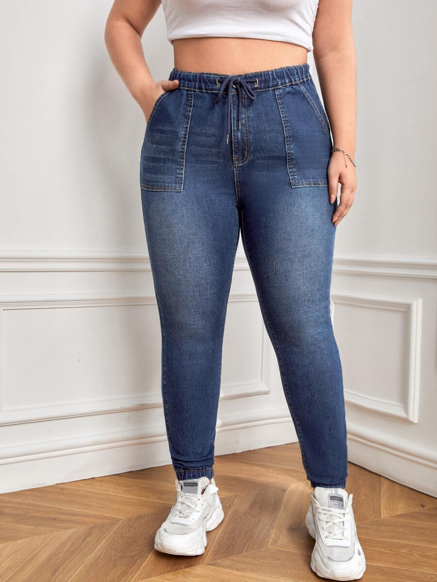 Plus Drawstring Waist Skinny Jeans | SHEIN USA