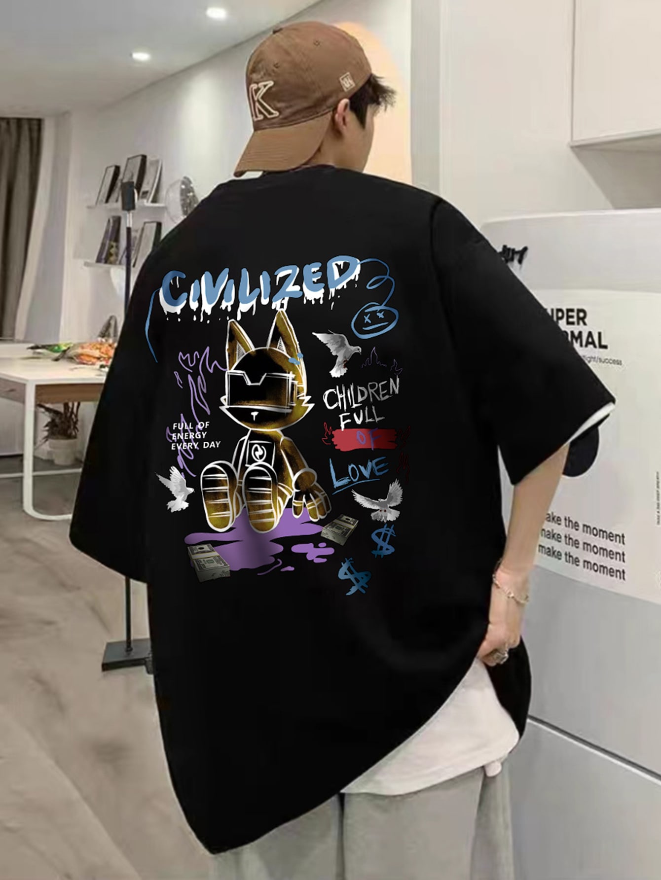 Manfinity EMRG Homme T-shirt à motif lettre et dessin animé | Mode en ...