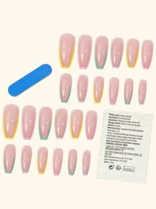 Instantly Upgrade Your Look with 24pcs long ballet multicolor French ...