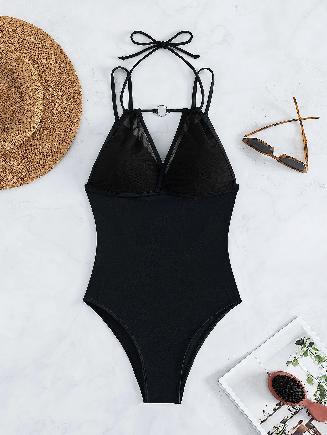 Ring Linked Halter One Piece Swimsuit | SHEIN USA