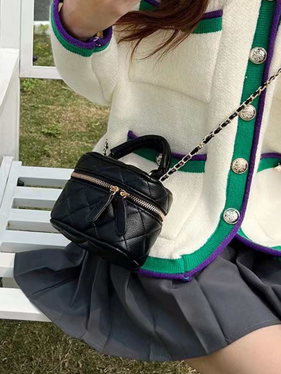 Mini Argyle Quilted Chain Bucket Bag | SHEIN USA