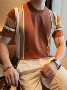 Men Striped Pattern Colorblock Knit Top | SHEIN USA