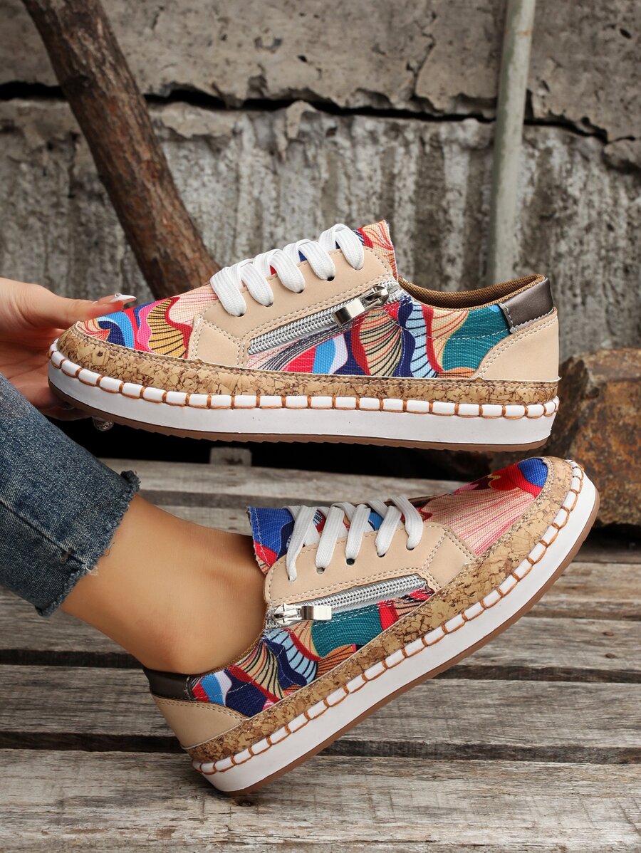 Women's Fashionable Soft & Comfortable Classic Lace-Up Sneakers With ...