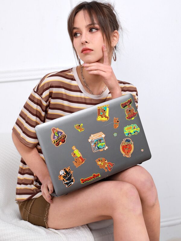 SCOOBY-DOO X SHEIN 2sheets Cartoon Dog Print Laptop Protective Sticker ...