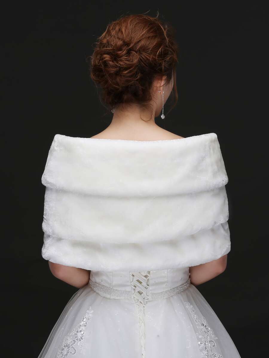 Bow Decor Fuzzy Wedding Wrap | SHEIN USA