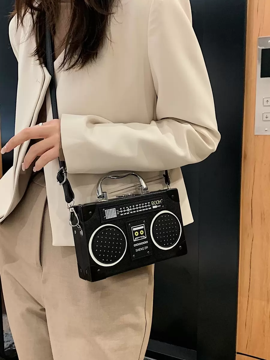 Bolso caja mini con diseño de parche de letra | Mode de Mujer | SHEIN ...