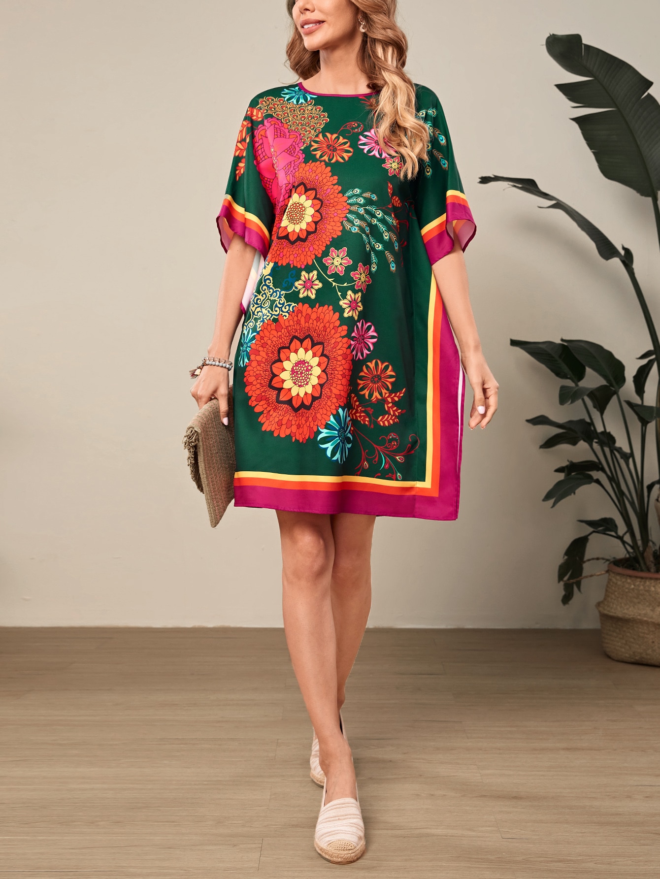 EMERY ROSE Floral Print Tunic Dress | SHEIN USA