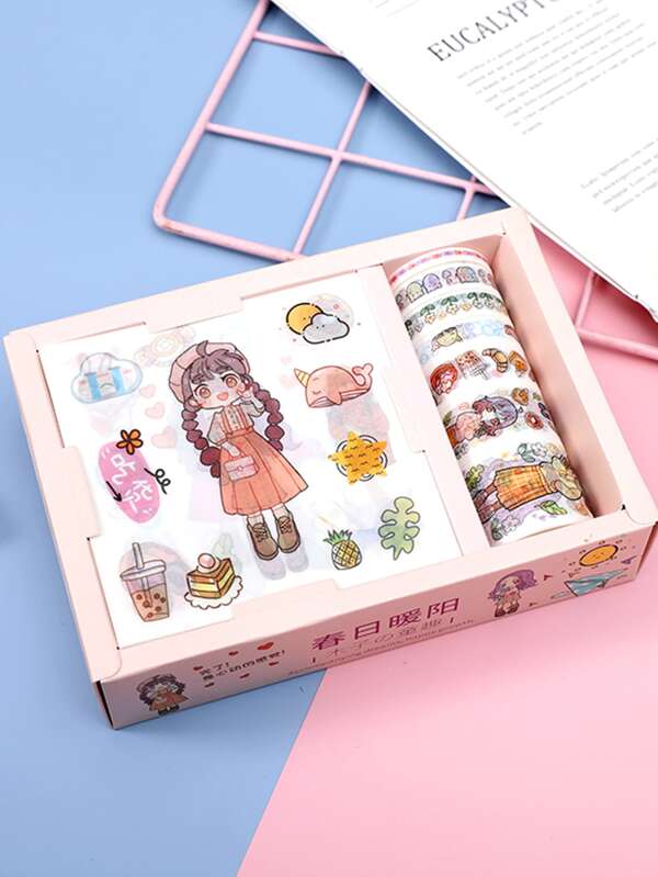 6pcs/box Cute Cartoon Washi Sticker Tape Set For Scrapbooking, DIY Arts ...