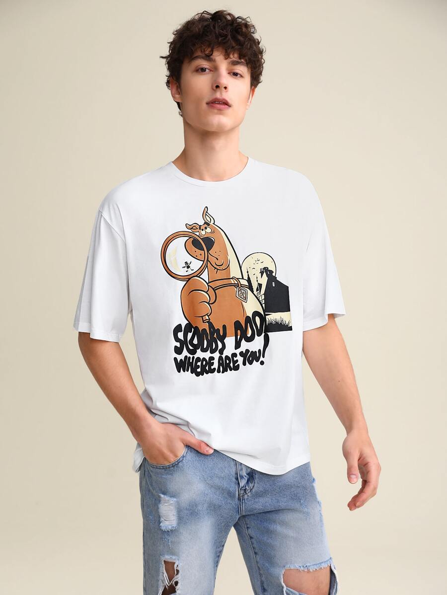 SCOOBY-DOO X SHEIN Manfinity EMRG T-shirt ample pour homme en coton ...