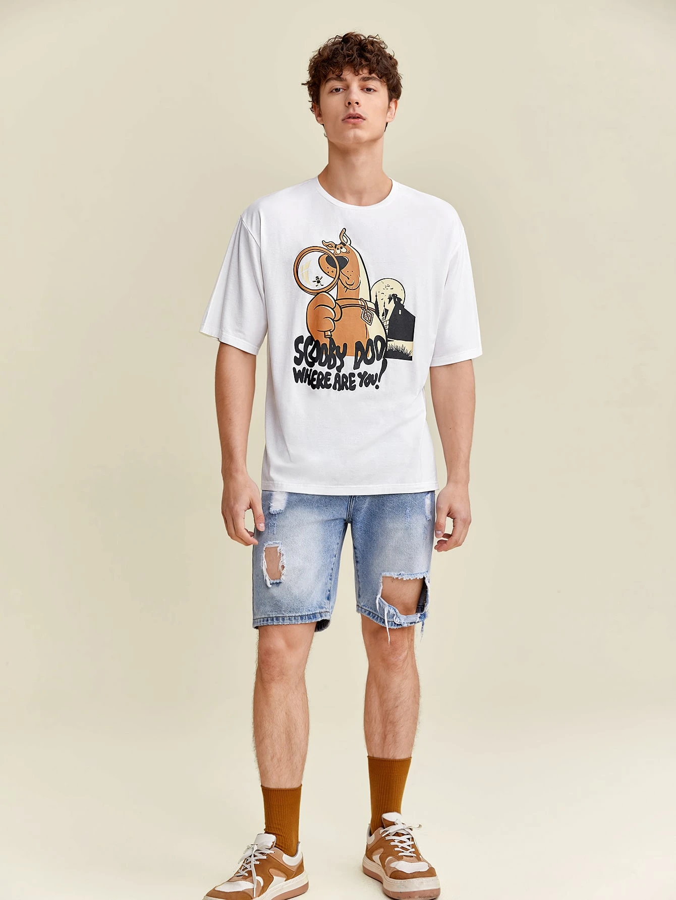 SCOOBY-DOO X SHEIN Manfinity EMRG T-shirt ample pour homme en coton ...