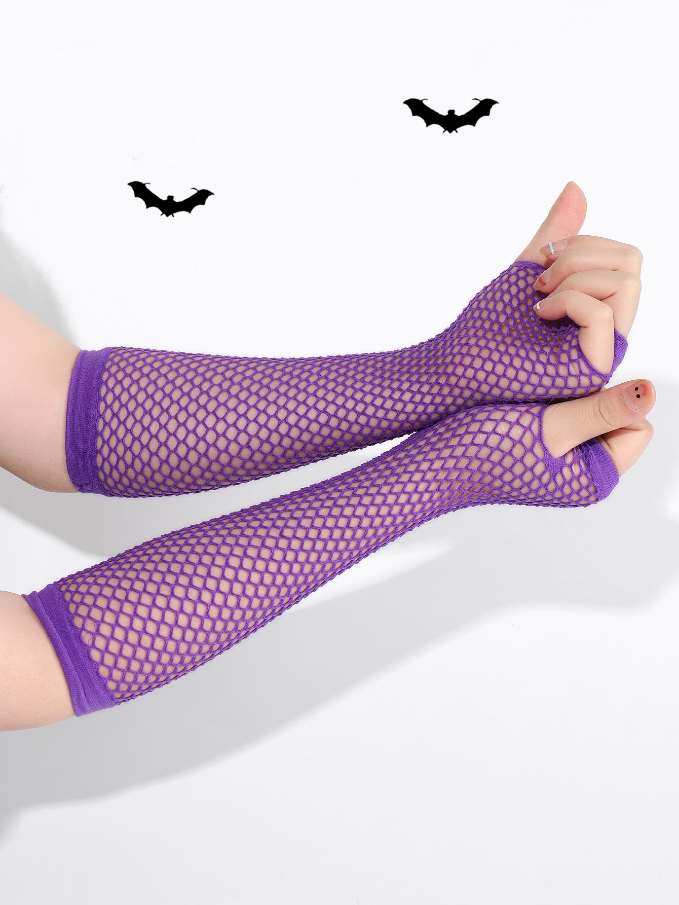 Solid Long Fishnet Fingerless Gloves