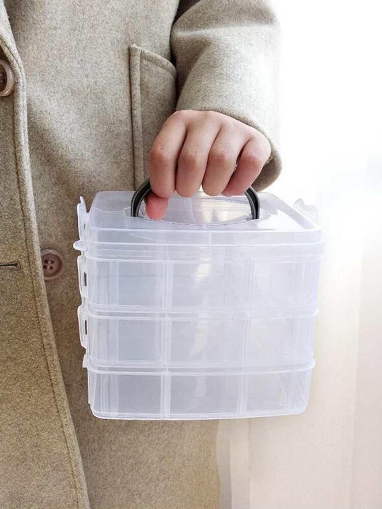 1pc 3-Tier 18-grid Transparent Adjustable Stackable Compartment Slot ...