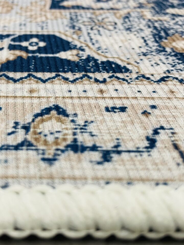 1pc Geo Print Rug,Vintage Polyester Washable Floor Carpet For Home ...