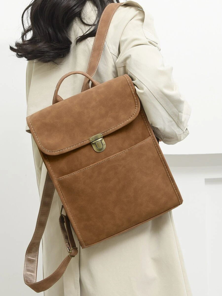 Push Lock Flap Backpack | SHEIN USA