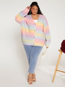 SHEIN CURVE+ Plus Ombre Drop Shoulder Cardigan | SHEIN USA