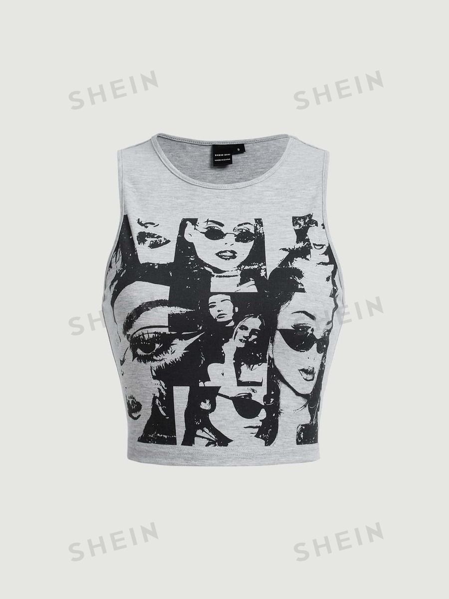 SHEIN MOD Figure Graphic Crop Tank Top | SHEIN UK