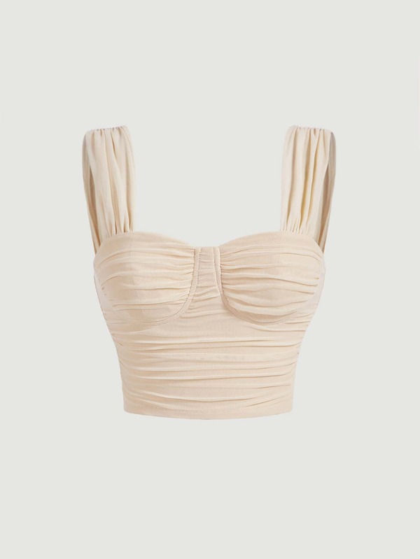 SHEIN MOD Ruched Bustier Wide Straps Top | SHEIN UK