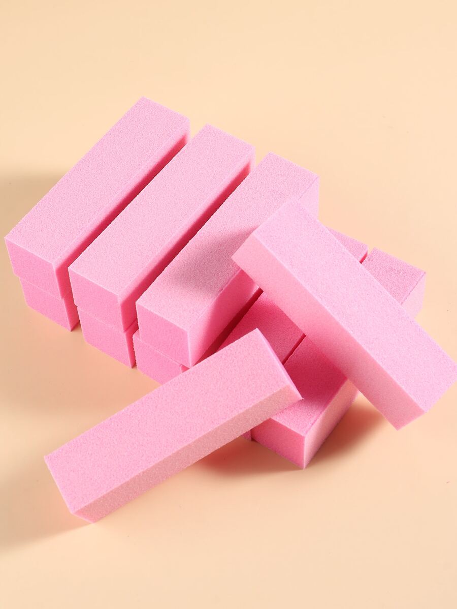 10pcs Pink Nail Buffers File Sponge Polish Nail File Rectangular Shape ...