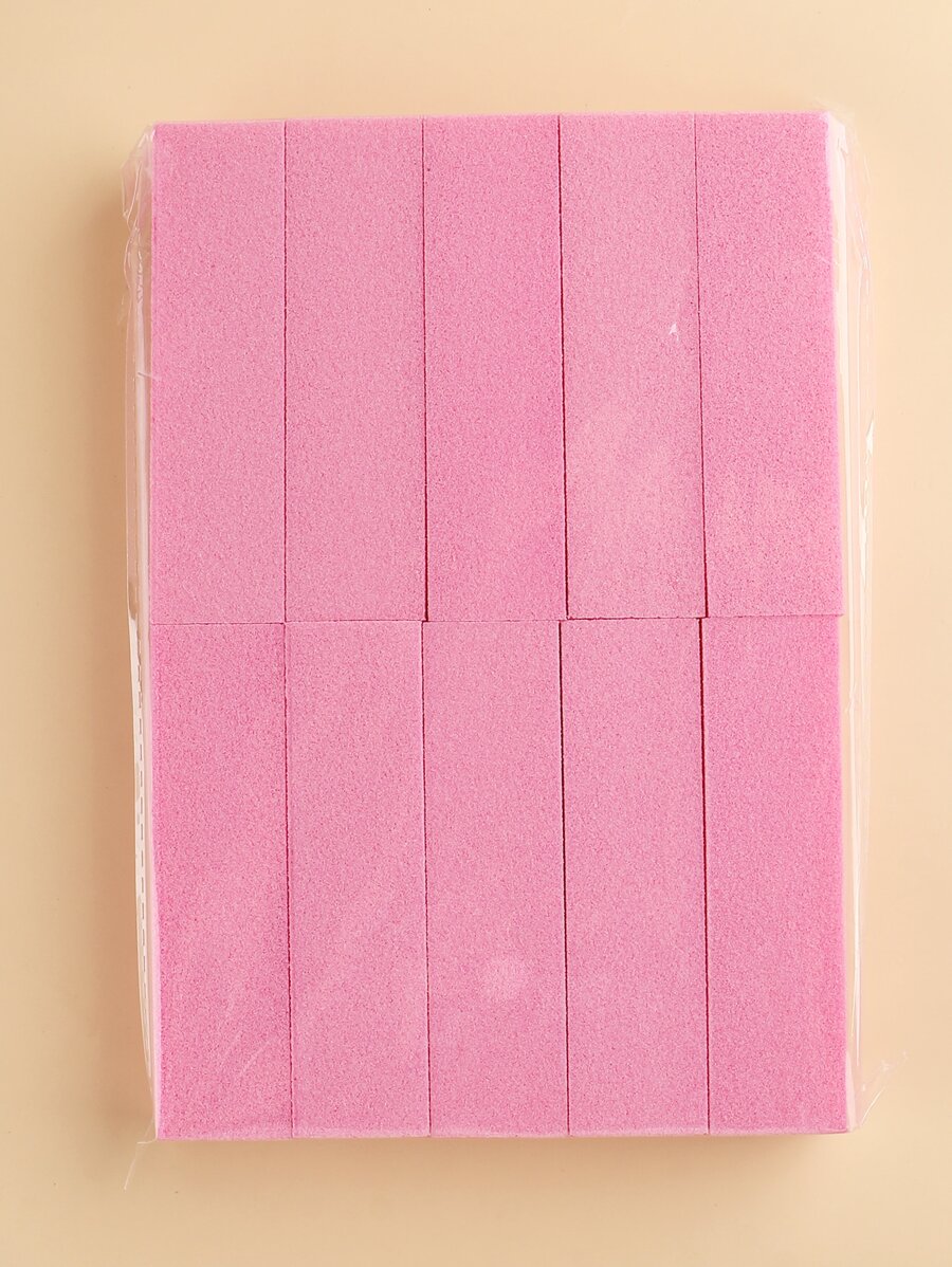 10pcs Pink Nail Buffers File Sponge Polish Nail File Rectangular Shape ...