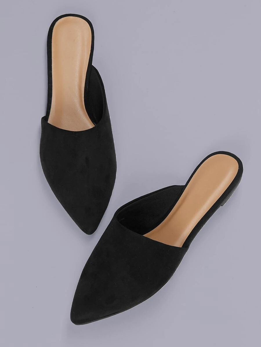 SHUZIA Faux Suede Slip On Backless Flats | SHEIN USA