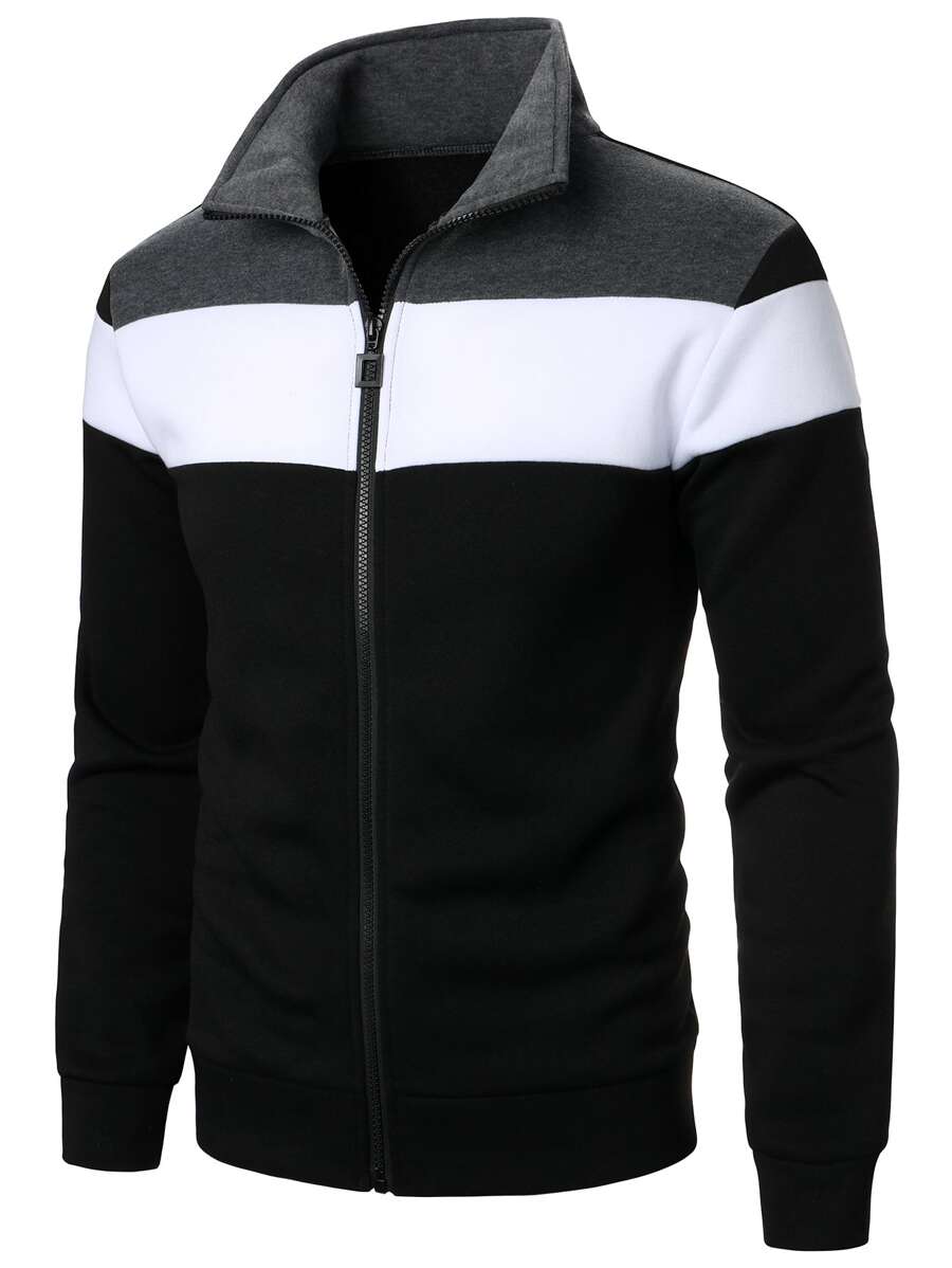 Manfinity Homme Men Color Block Zip Up Sweatshirt, Long Sleeve, Zipper ...