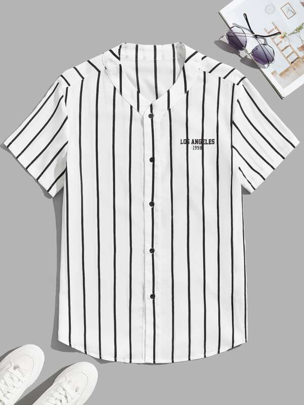 Manfinity Sporsity Men Striped And Letter Graphic Shirt Shein Usa