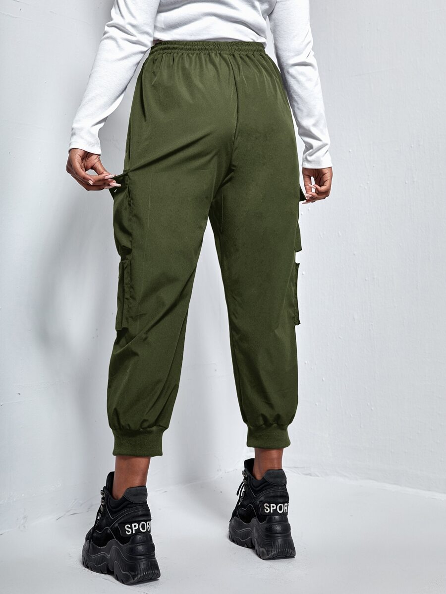 SHEIN EZwear Plus Flap Pocket Drawstring Cargo Pants | SHEIN USA