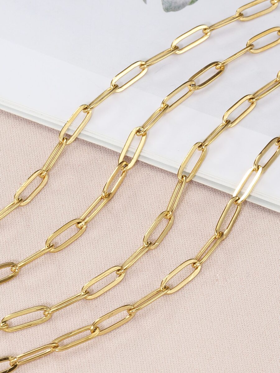 1m Stainless Steel Fashionable Gold-colored Chain For Diy Necklace ...
