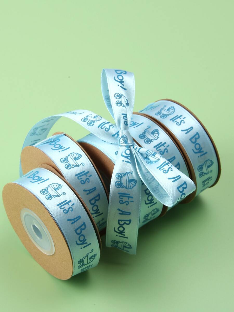 1roll Stroller & Slogan Graphic Gift Wrapping Ribbon | SHEIN USA