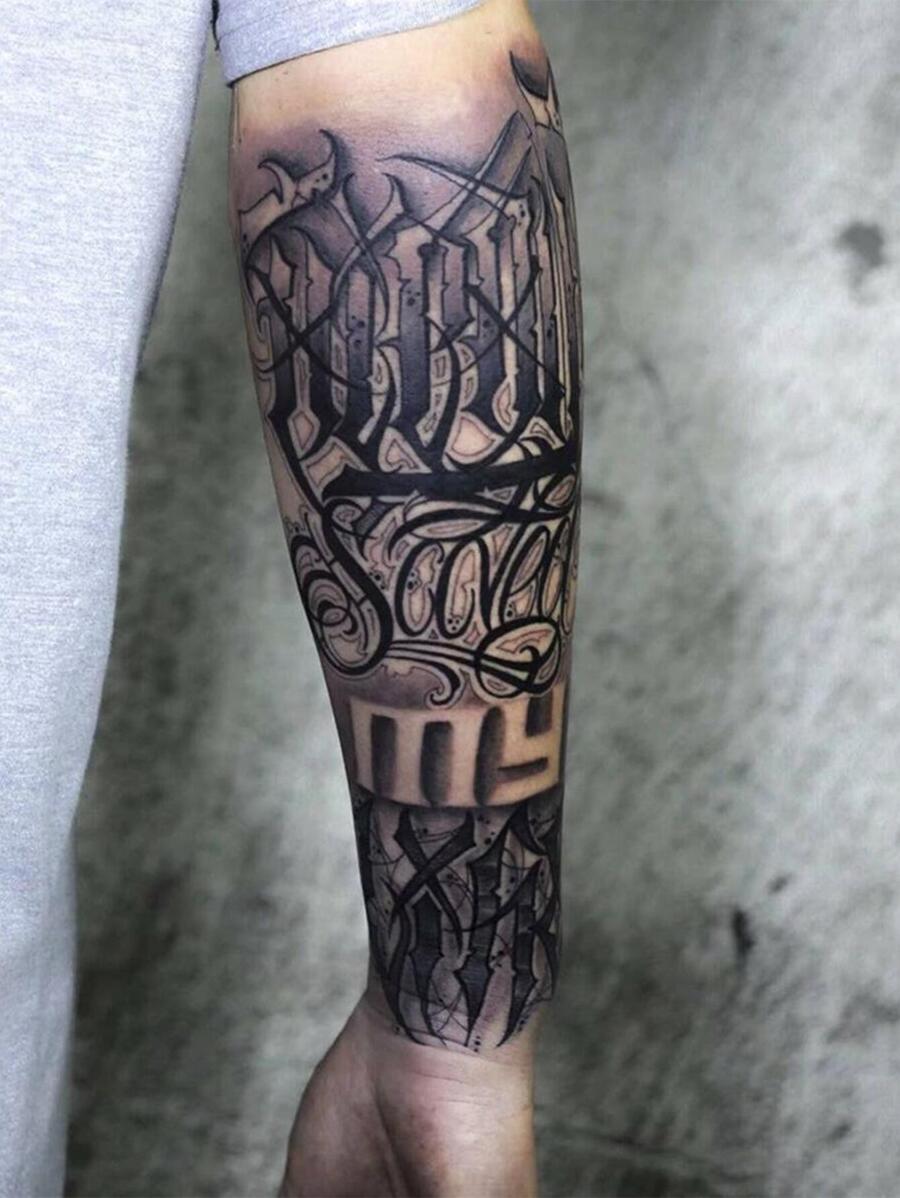 Tattoo Sticker,1 Sheet Letter Graphic Waterproof Temporary Tattoos For ...