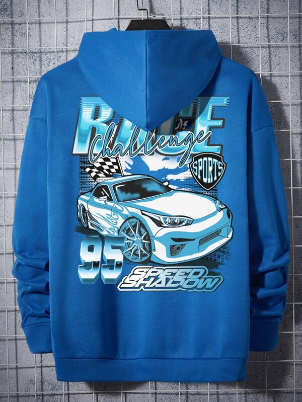 Manfinity EMRG Homme Sweat-shirt à capuche à motif voiture et lettre ...