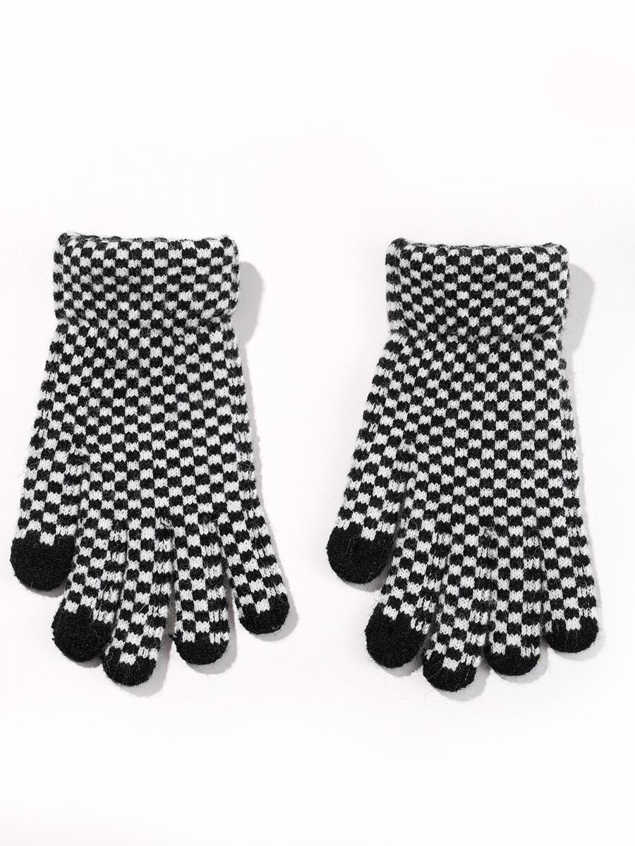 Checkered Pattern Gloves | SHEIN USA