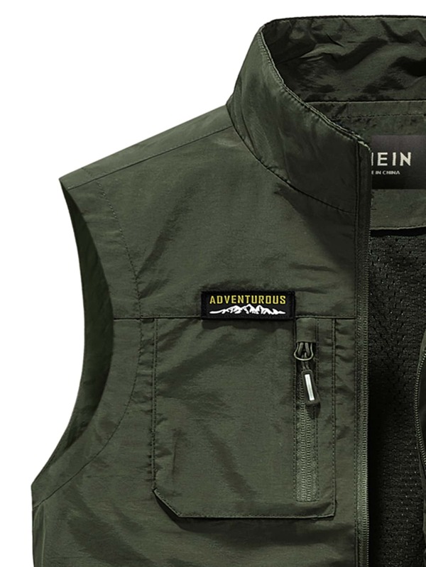 Manfinity LEGND Men Letter Patched Detail Flap Pocket Vest Jacket ...