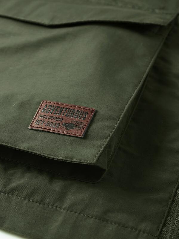 Manfinity LEGND Men Letter Patched Detail Flap Pocket Vest Jacket ...