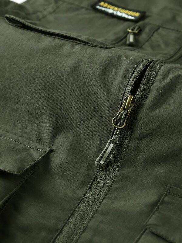 Manfinity LEGND Men Letter Patched Detail Flap Pocket Vest Jacket ...