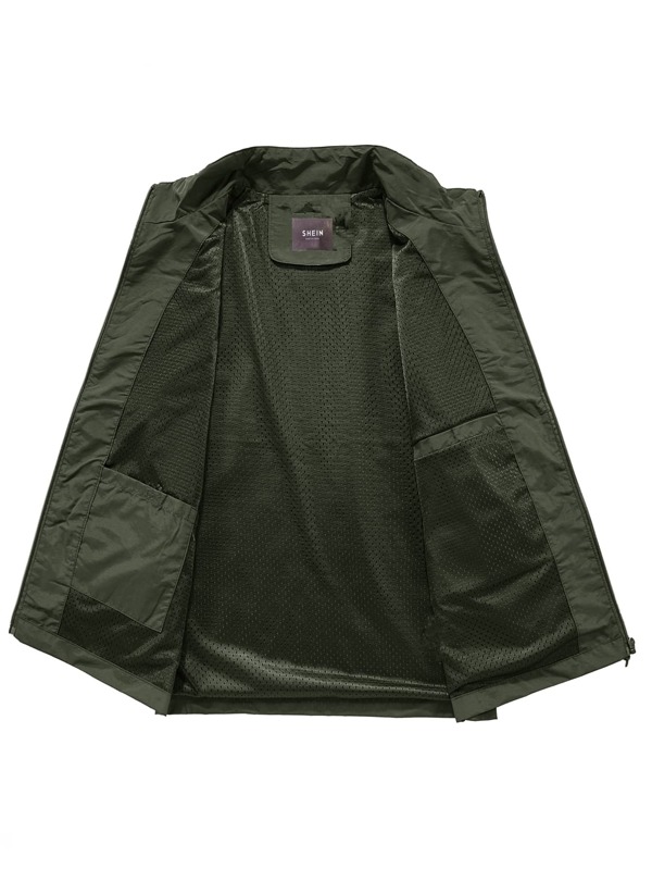 Manfinity LEGND Men Letter Patched Detail Flap Pocket Vest Jacket ...