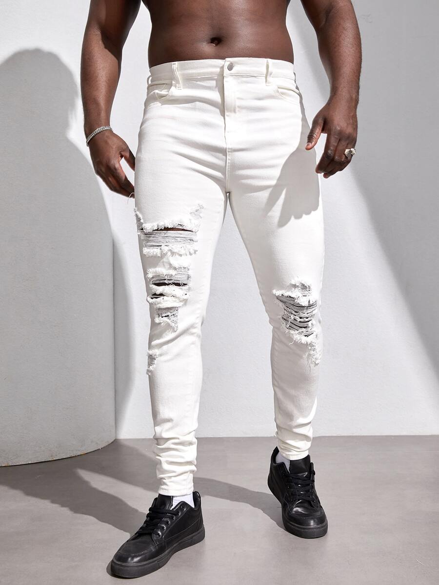 Manfinity LEGND Men Ripped Skinny Stacked Jeans | SHEIN USA