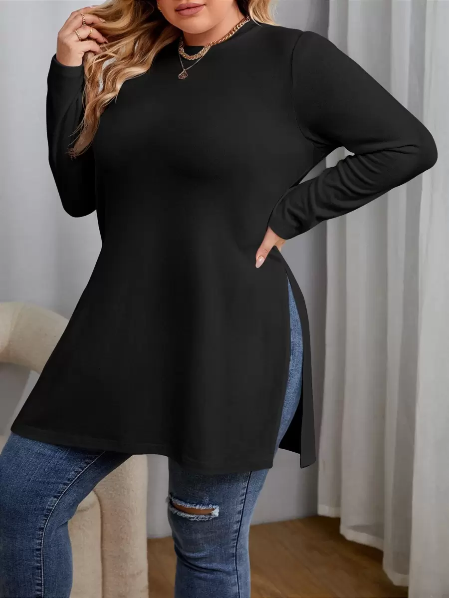 SHEIN Essnce Plus Split Hem Tee | SHEIN USA